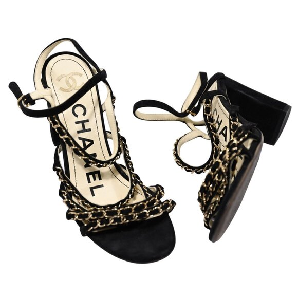 CHANEL | Shoes | Chanel Chain Link Sandals In Black | Poshmark